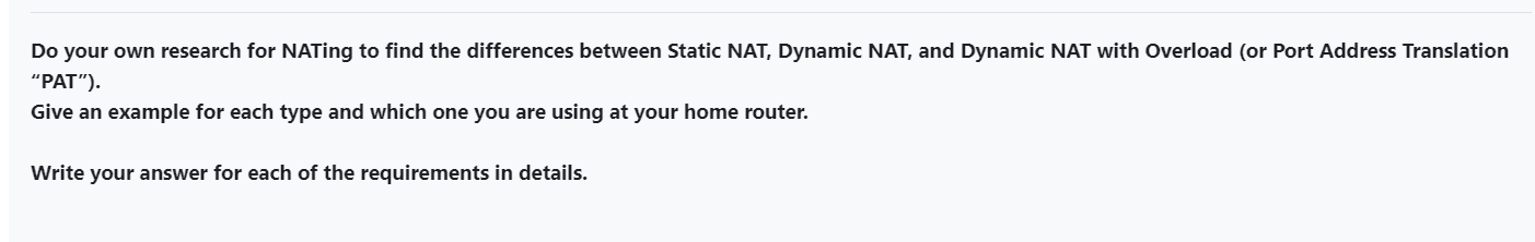 Solved Do your own research for NATing to find the | Chegg.com