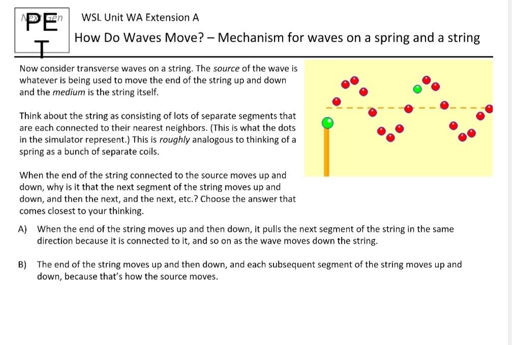 Solved WSL Unit WA Extension A How Do Waves Move? - | Chegg.com