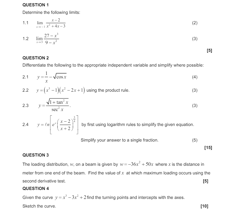 Solved QUESTION 1Determine the following | Chegg.com