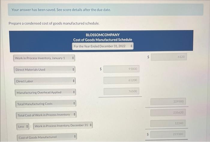 Solved The following information is available for Blossom | Chegg.com