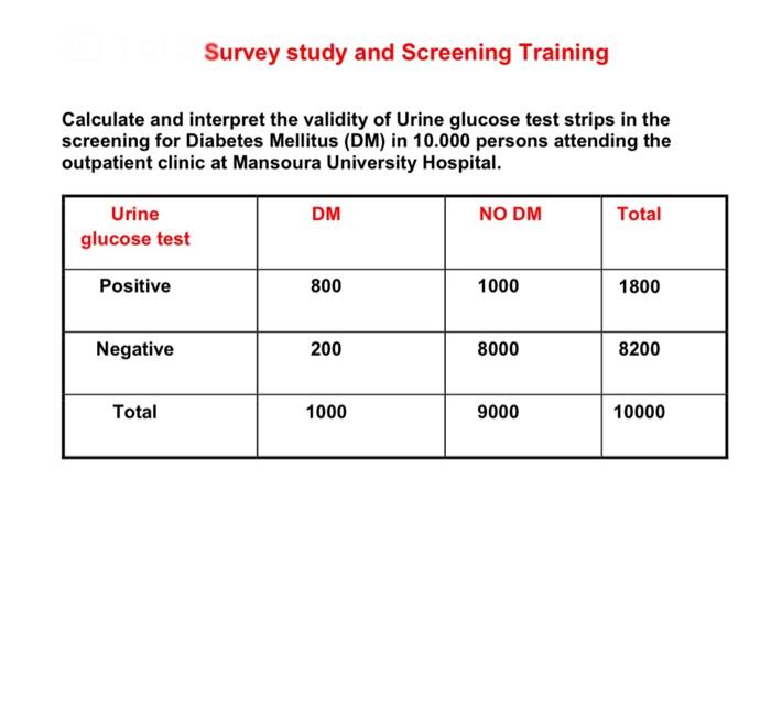 Solved Survey study and Screening Training Calculate and | Chegg.com