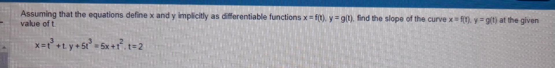 Solved Assuming that the equations define x and y implicitly | Chegg.com