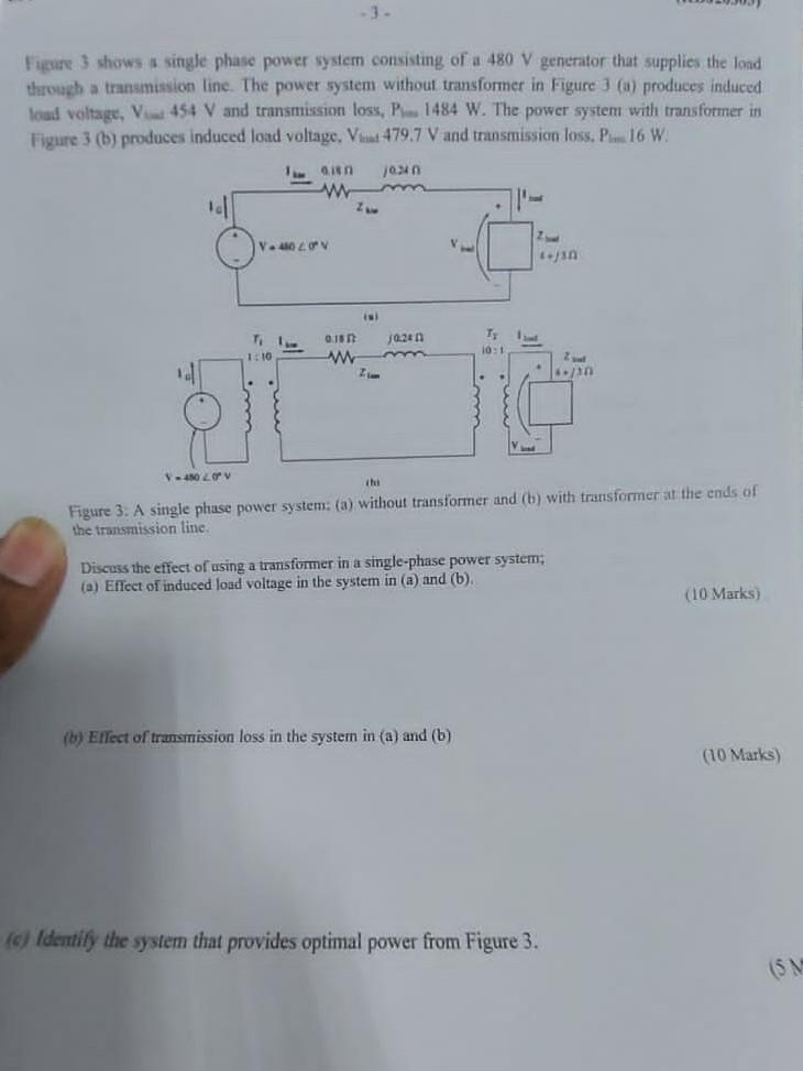 Solved Figare 3 shows a single phase power system consisting | Chegg.com