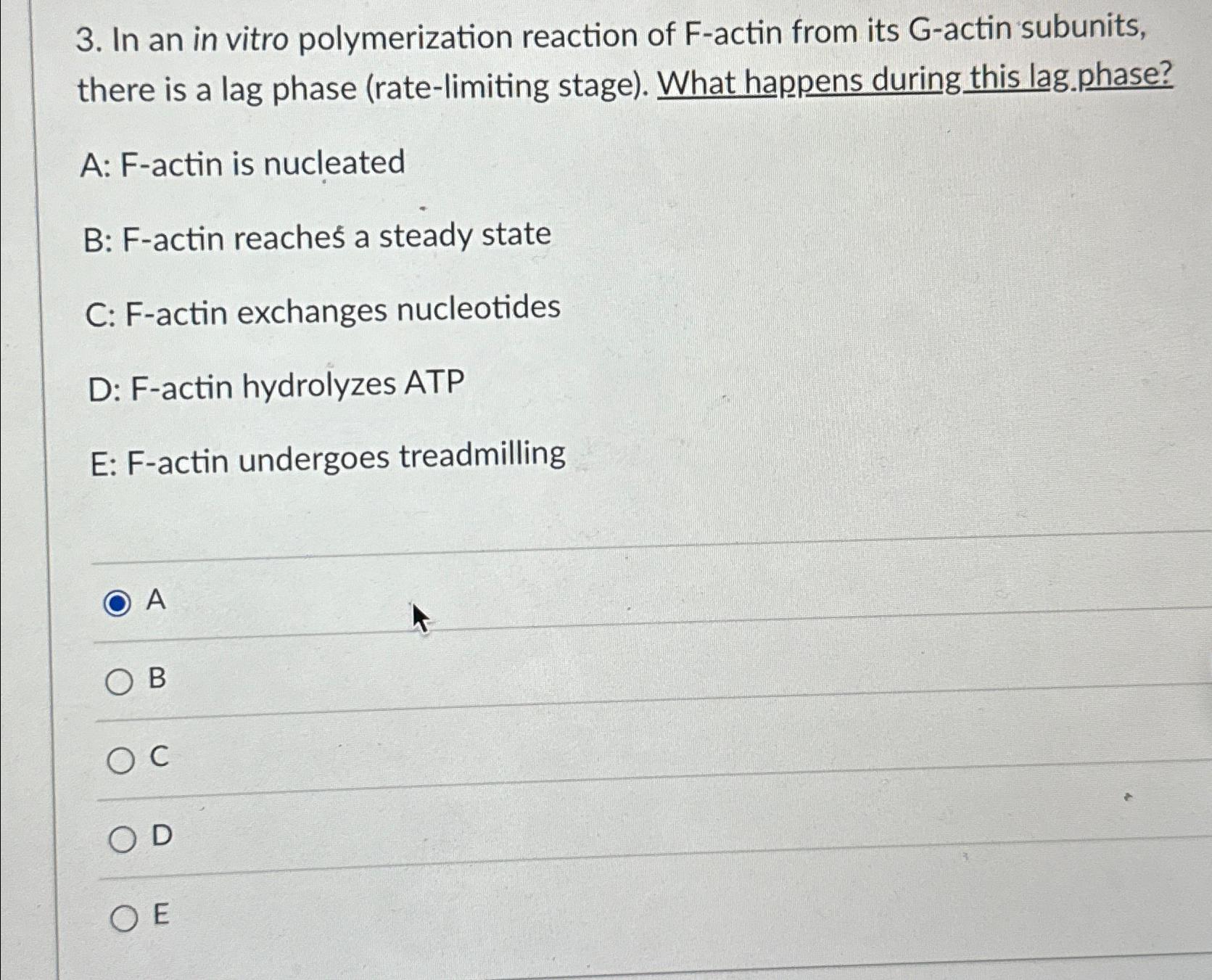 Solved In An In Vitro Polymerization Reaction Of F Actin