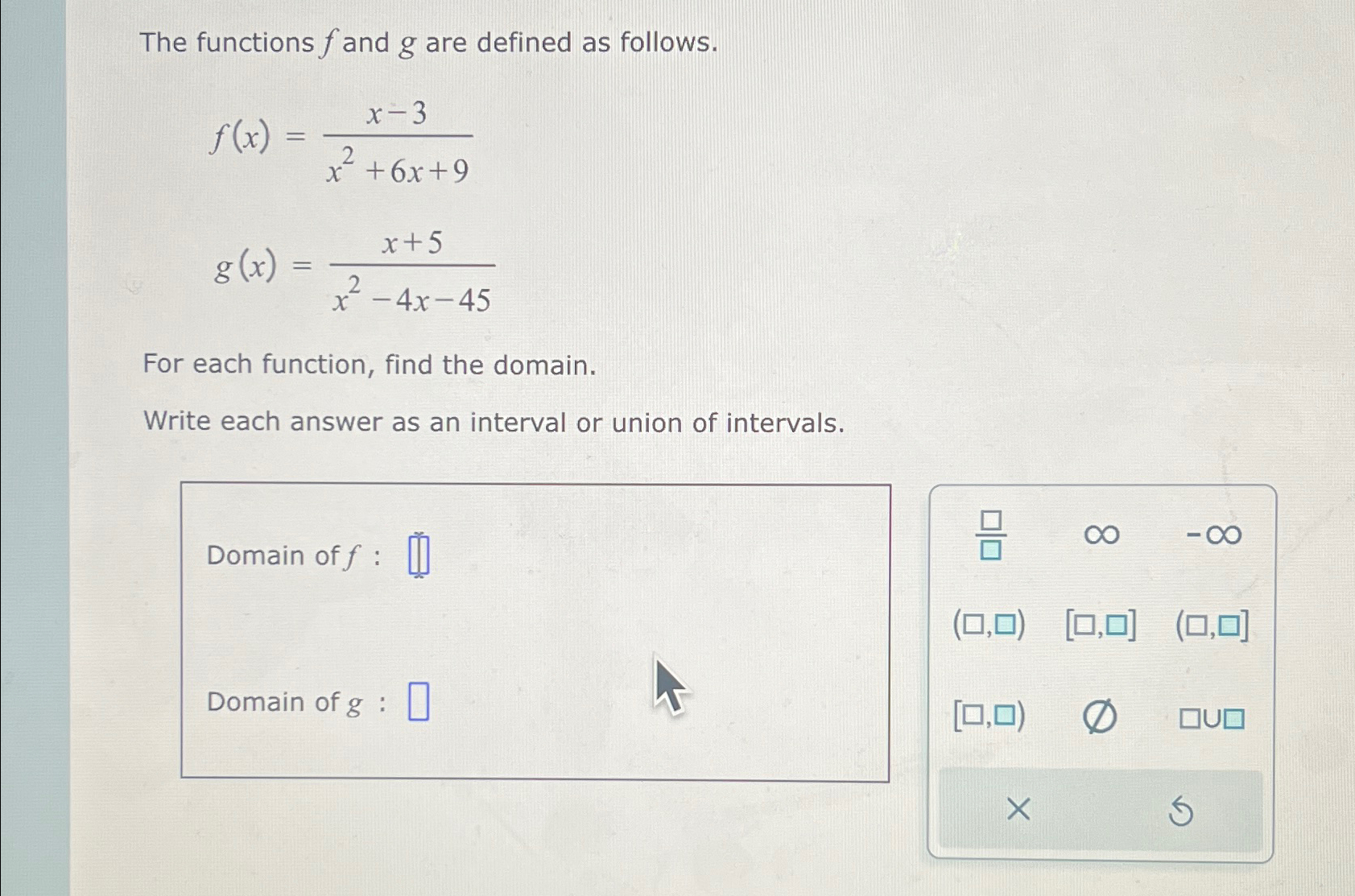 Solved The functions f ﻿and g ﻿are defined as | Chegg.com