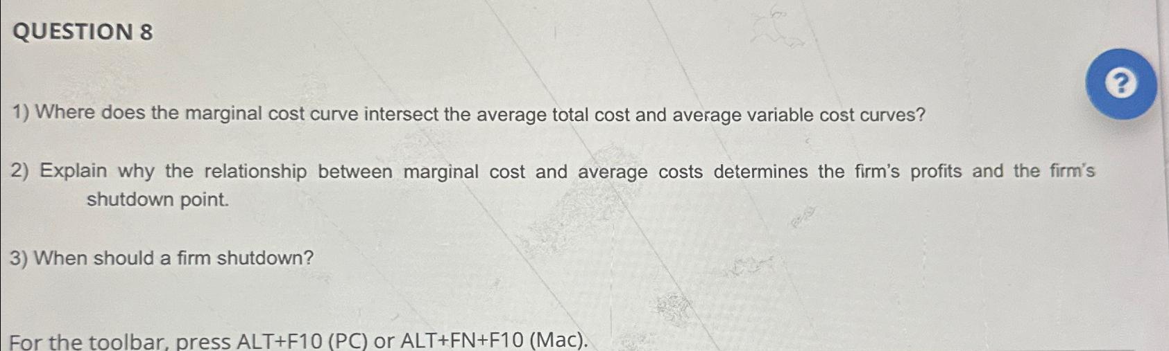 Solved QUESTION 8Where does the marginal cost curve | Chegg.com
