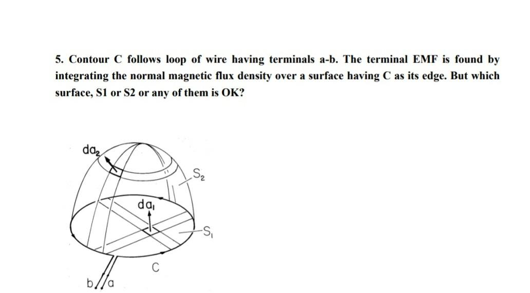 Solved 5. Contour C follows loop of wire having terminals | Chegg.com