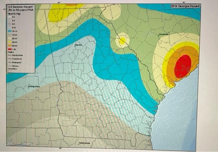 Solved 2014 Georgia Hazard US Seismic Hazard 2 in 50 years | Chegg.com