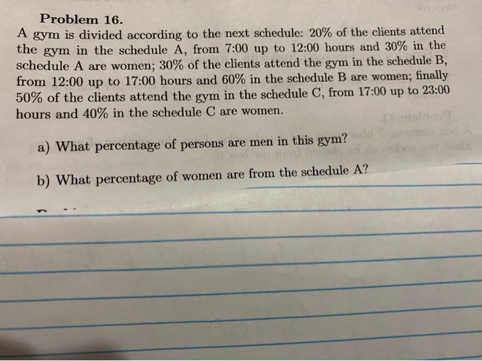 Solved Problem 16. A gym is divided according to the next | Chegg.com