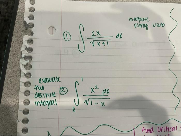Solved integrate using Usub 0 2x dx VX+T evaluate the | Chegg.com