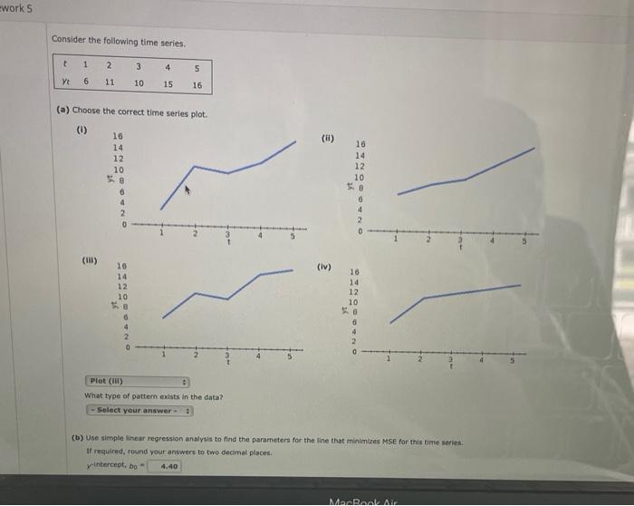 Solved eworks Consider the following time series. t 1 2 3 4 | Chegg.com
