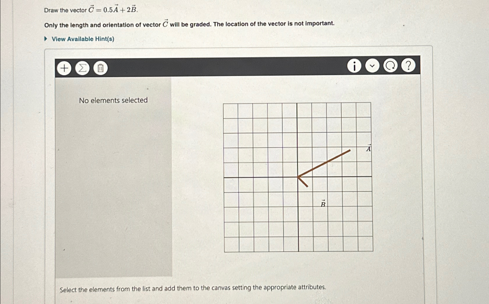 Solved Draw the vector vec(C)=0.5vec(A)+2vec(B).Only the | Chegg.com