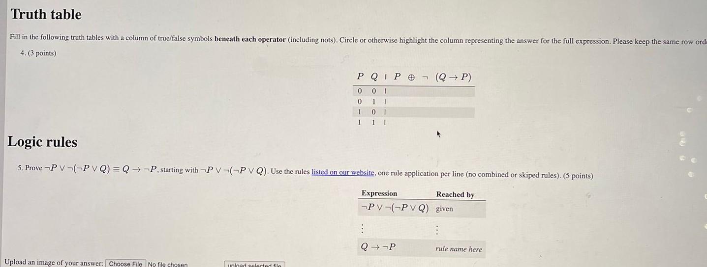 Solved Truth table Fill in the following truth tables with a | Chegg.com