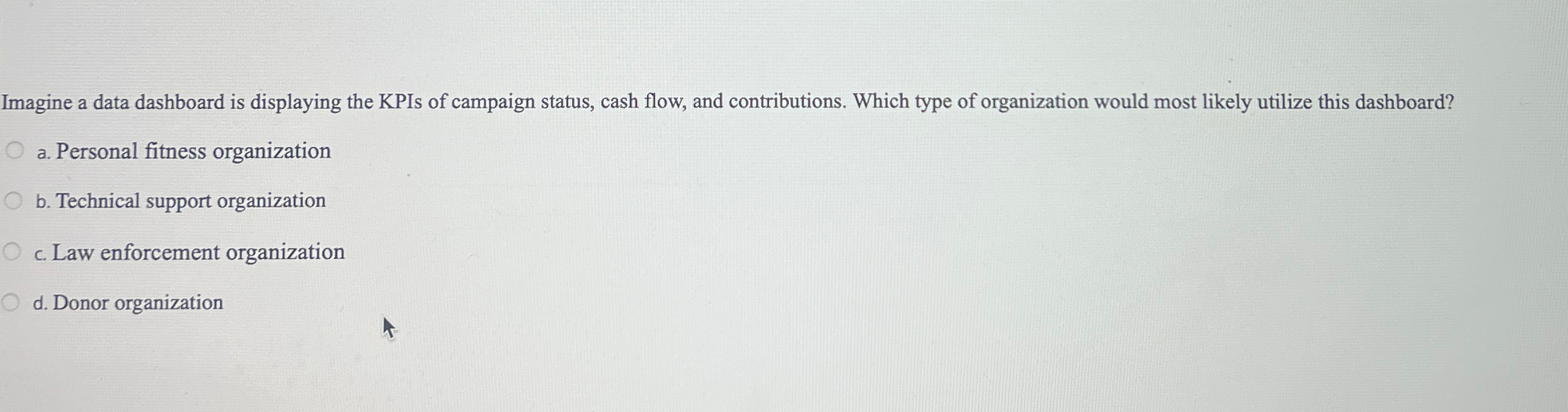 Solved Imagine a data dashboard is displaying the KPIs of | Chegg.com