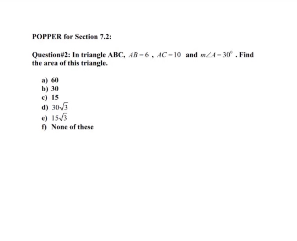 Solved POPPER for Section 7.2:Question#2: In triangle | Chegg.com