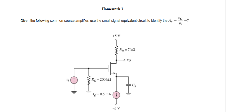 Homework 3Given the following common-source | Chegg.com