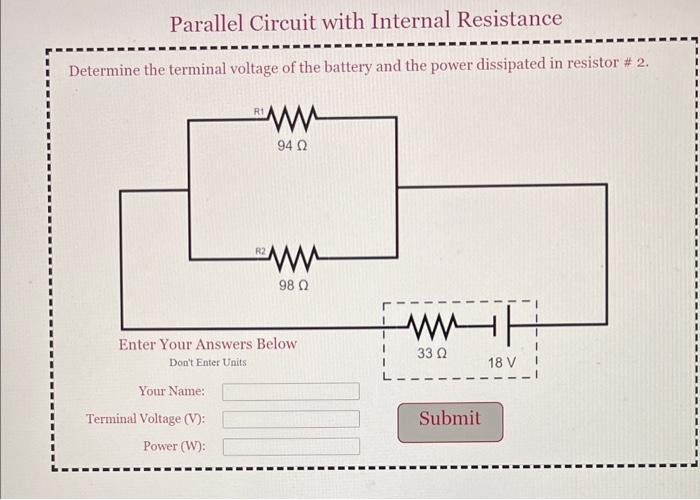 Solved Parallel Circuit with Internal Resistance Determine | Chegg.com