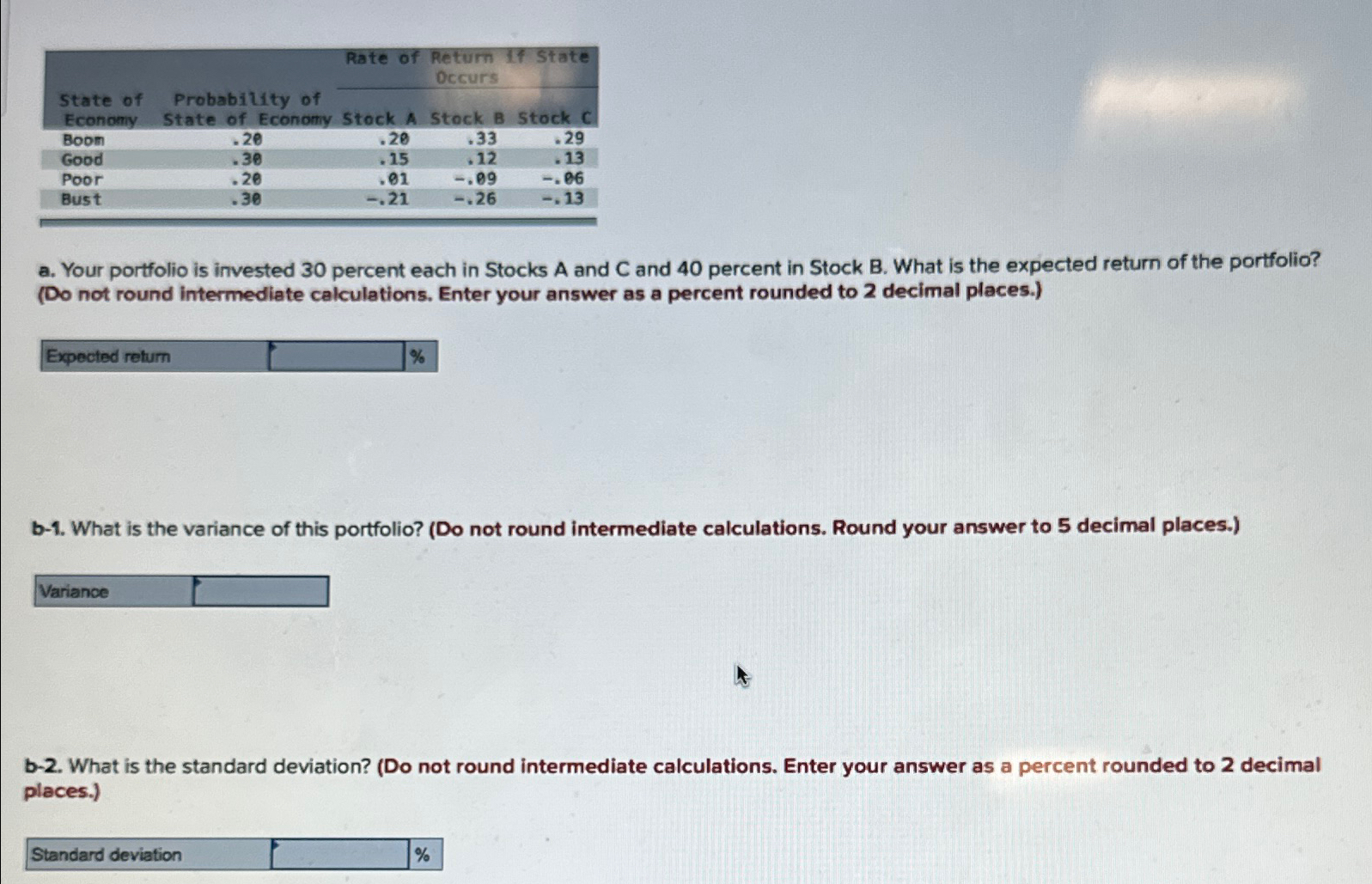 Solved \table[[,,Rate of,\table[[Return],[Occurs]],If | Chegg.com