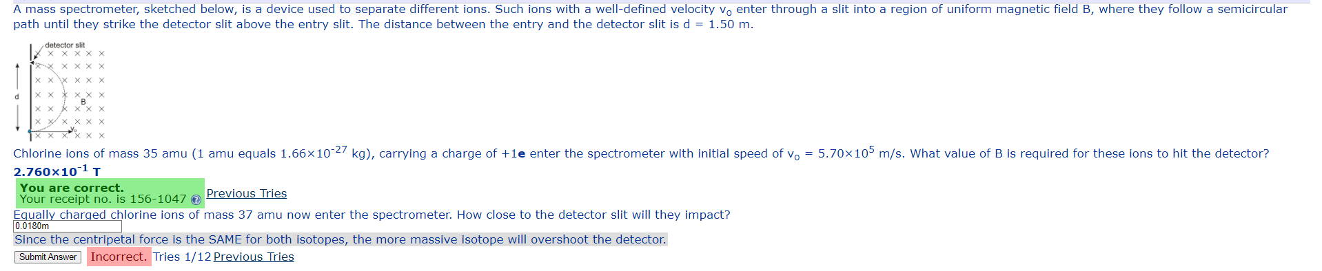 Solved path until they strike the detector slit above the | Chegg.com