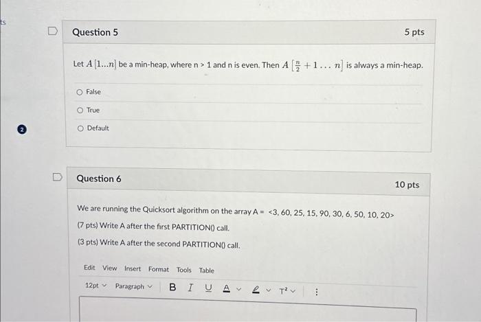 Solved Let A[1…n] be a min-heap, where n>1 and n is even. | Chegg.com