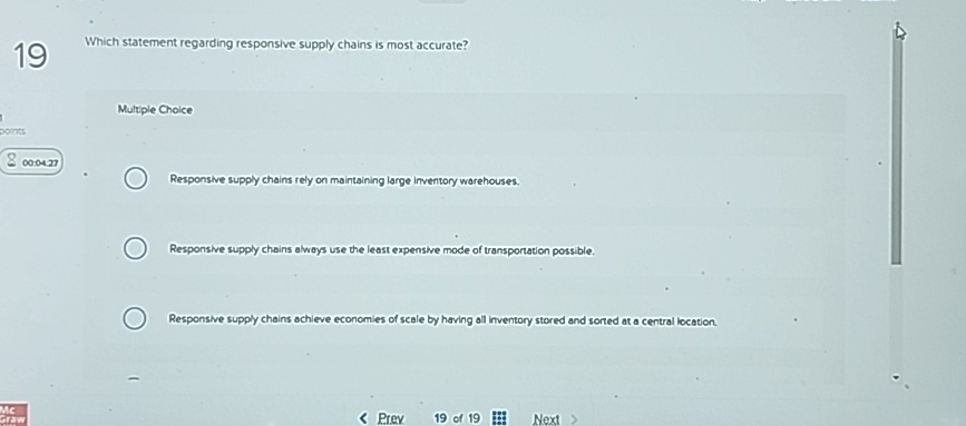 Solved 19Which statement regarding responsive supply chains | Chegg.com