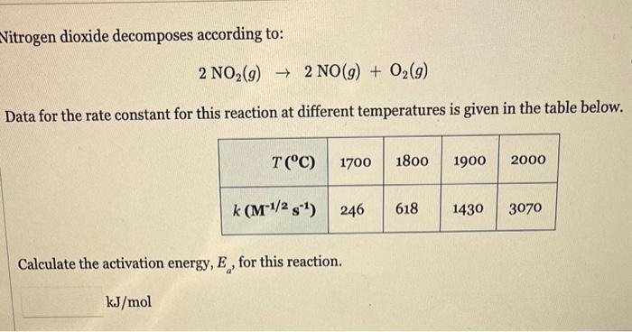 Solved Nitrogen dioxide decomposes according to: | Chegg.com