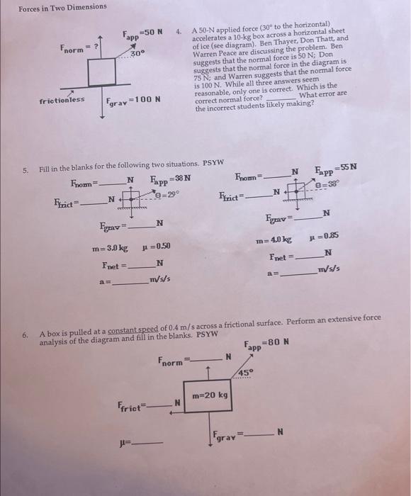 Solved Forces in Two Dimensions 4. A 50−N applied force ( | Chegg.com