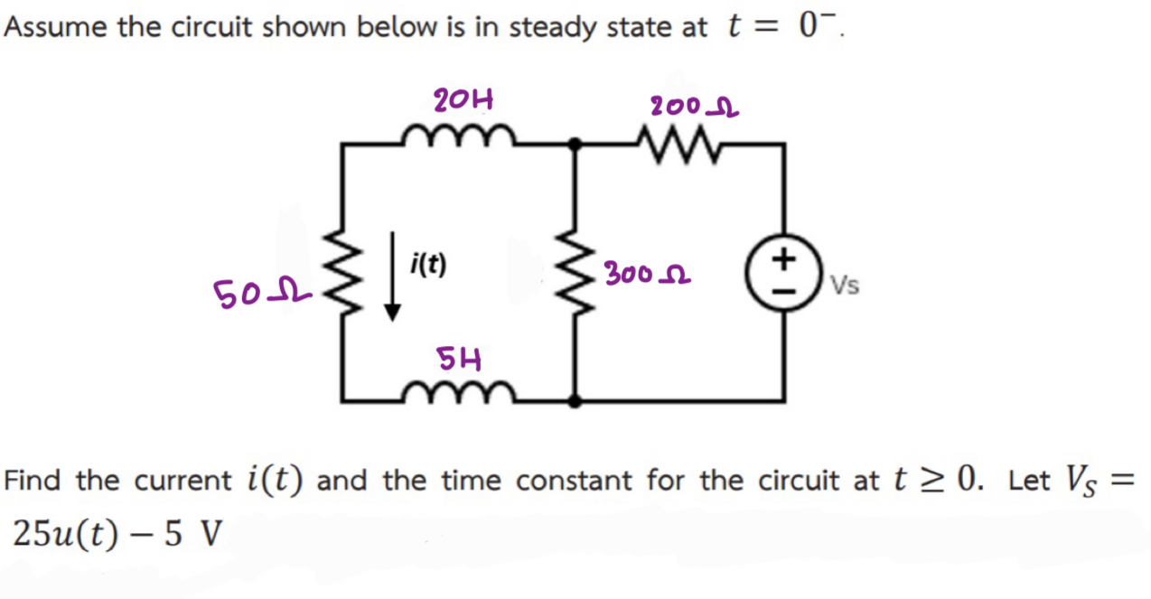 Solved Assume the circuit shown below is in steady state at | Chegg.com