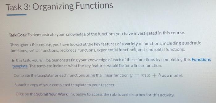 Solved Task 3: Organizing Functions Task Goal: To | Chegg.com