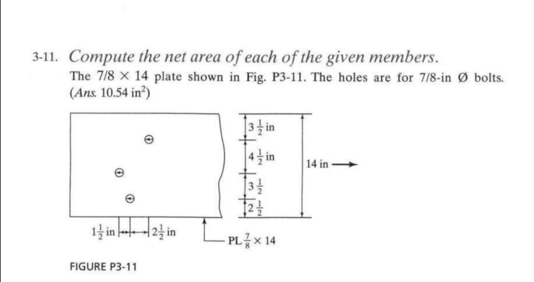 Solved 3-21. Determine the effective net area of the L7X4xż | Chegg.com