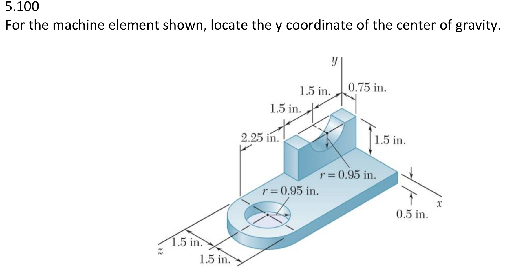 Solved 5.100For the machine element shown, locate the y | Chegg.com