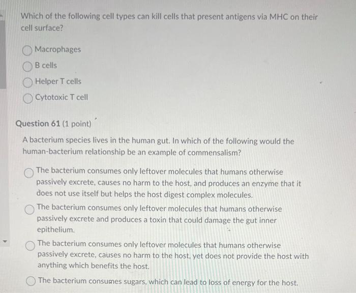 Solved Which of the following cell types can kill cells that | Chegg.com