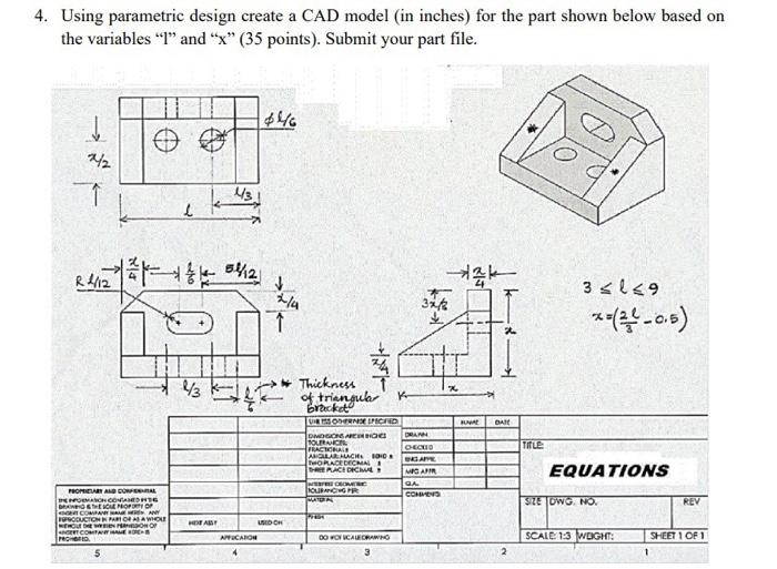 Solved Using parametric design create a CAD model (in | Chegg.com