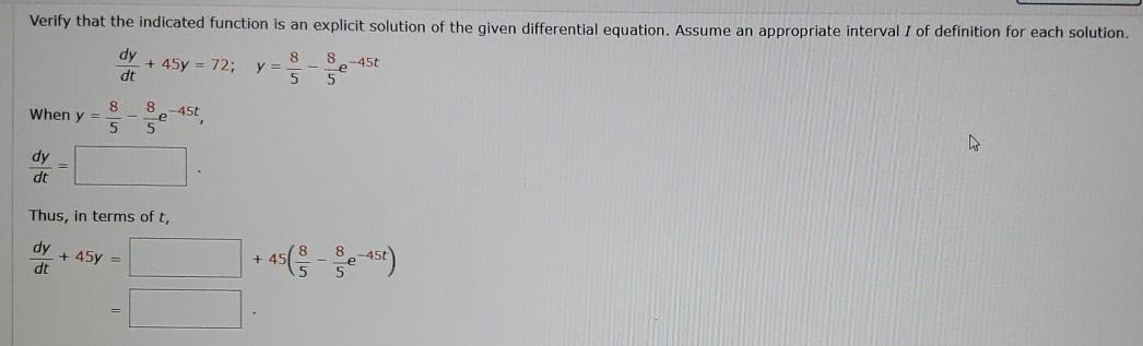Solved Verify that the indicated function is an explicit | Chegg.com