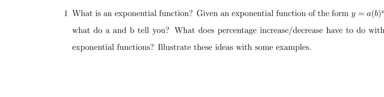 Solved 1 What is an exponential function? Given an | Chegg.com