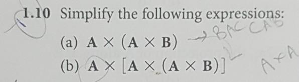 Solved 1.10 Simplify the following expressions: (a) AX (A | Chegg.com