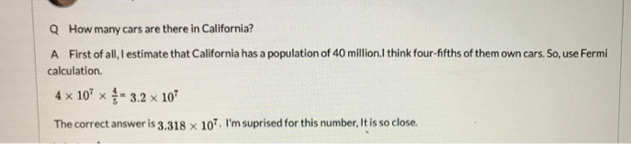 Solved (Graded Discussion] Fermi Calculation Problems At In | Chegg.com