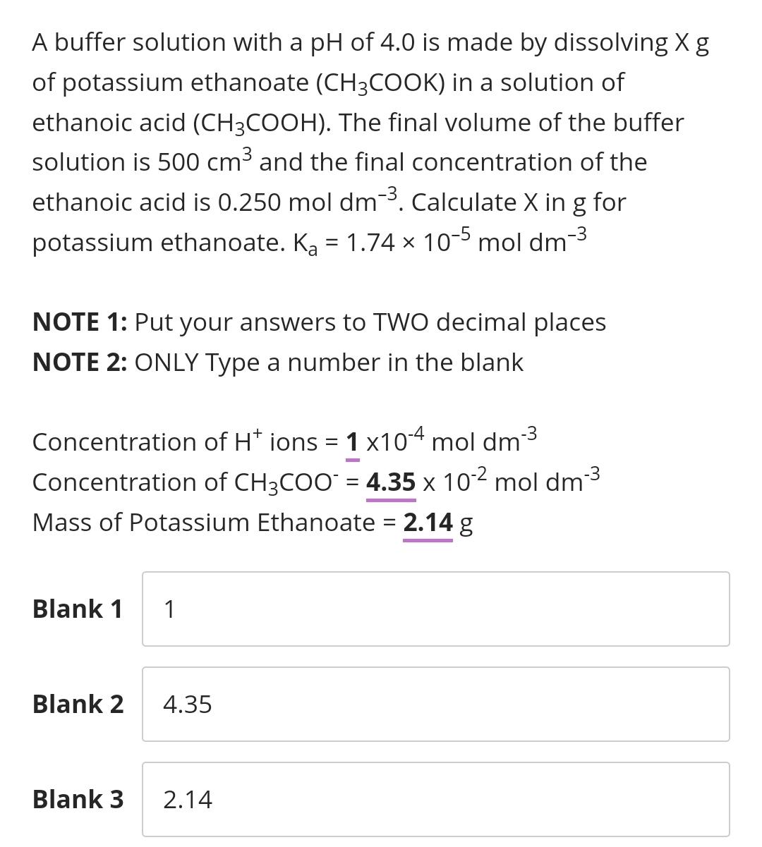 Solved A buffer solution with a pH ﻿of 4.0 ﻿is made by | Chegg.com