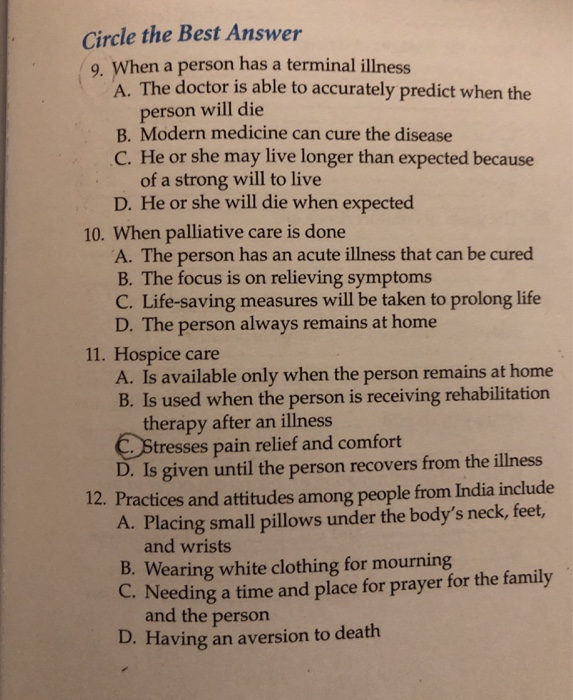 Solved person will die Circle the Best Answer 9. When a | Chegg.com