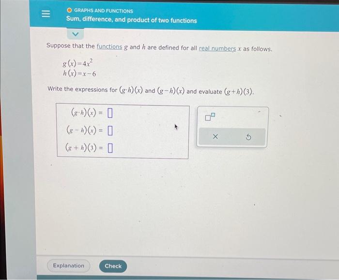 Solved Suppose that the functions g and h are defined for | Chegg.com