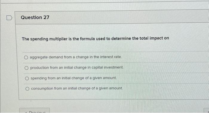Solved The spending multiplier is the formula used to | Chegg.com
