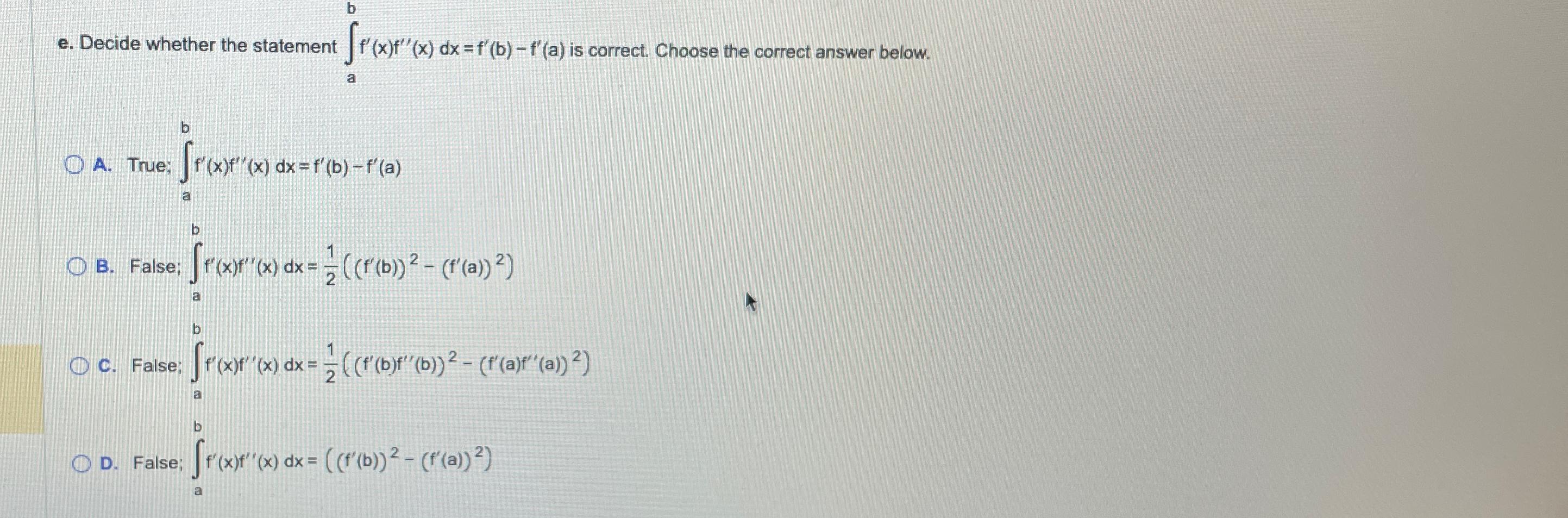Solved e. ﻿Decide whether the statement | Chegg.com