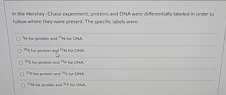 Solved In the Hershey-Chase experiment, proteins and DNA | Chegg.com
