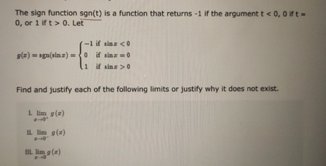 Solved The sign function sgn(t) ﻿is a function that returns | Chegg.com