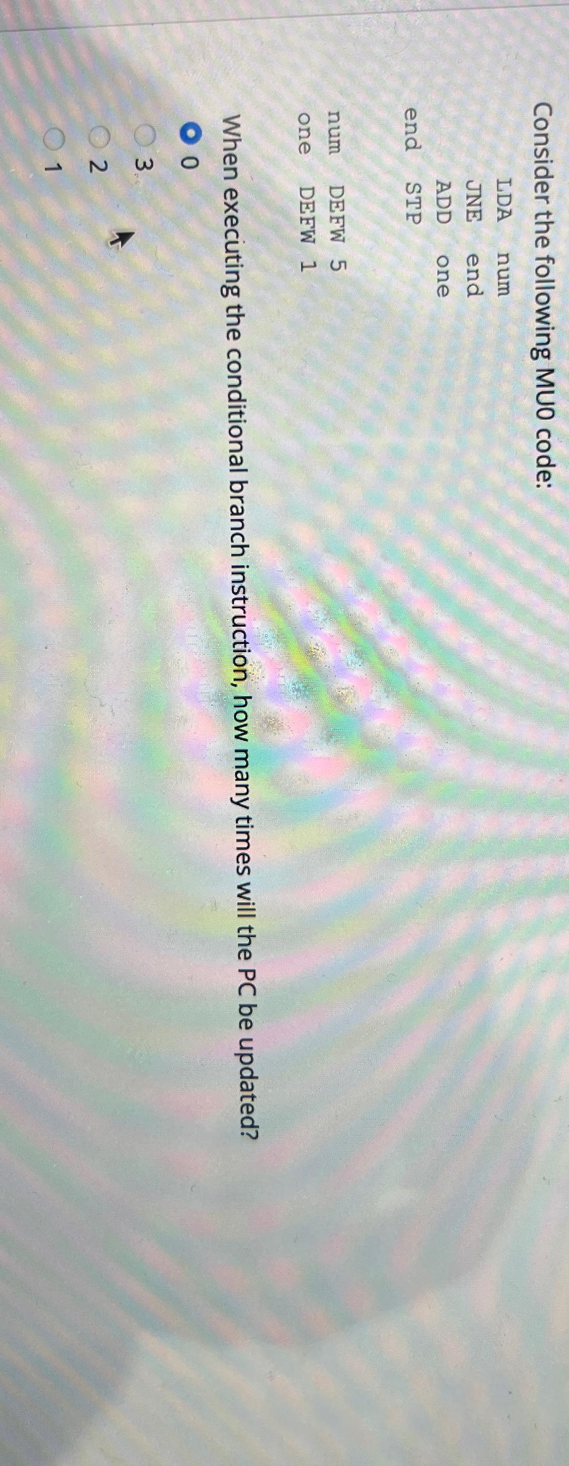 Solved Consider the following MUO code:\table[[,LDA | Chegg.com