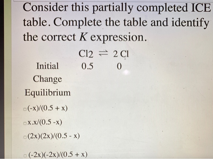 Solved Consider this partially completed ICE table. Complete | Chegg.com