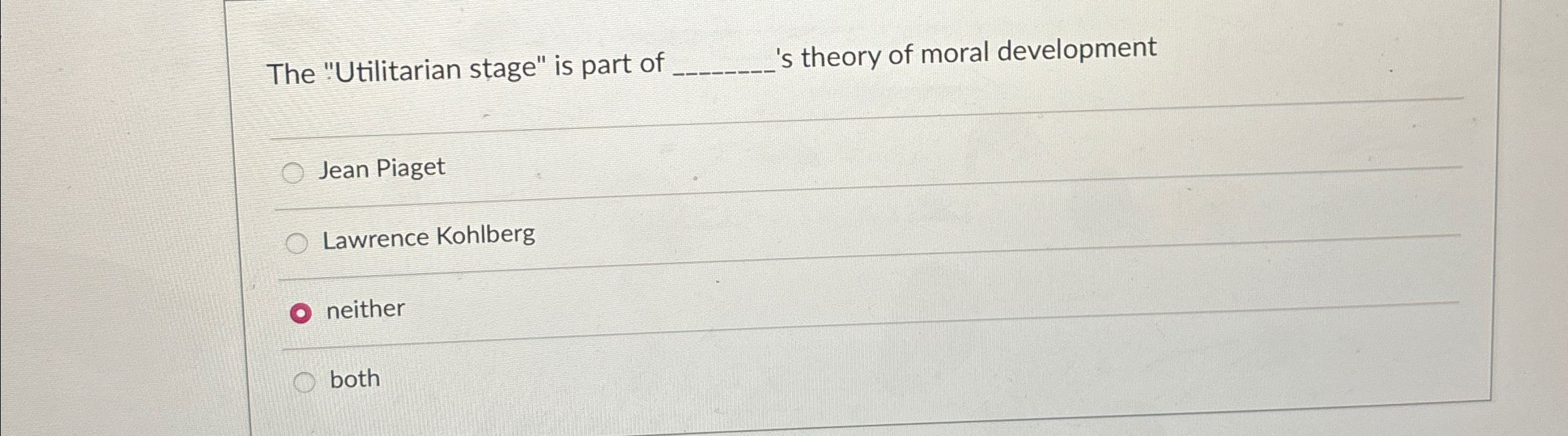 Solved The "Utilitarian stage" is part of 's theory of | Chegg.com