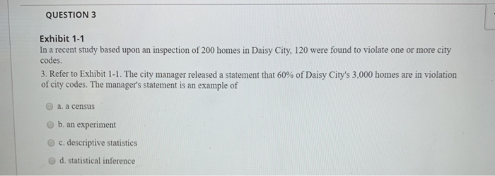 Solved QUESTION 3 Exhibit 1-1 In a recent study based upon | Chegg.com