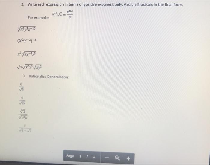 Solved 2. Write each expression in terms of positive | Chegg.com