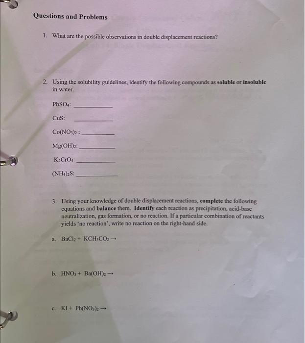 Solved 1. What are the possible observations in double | Chegg.com